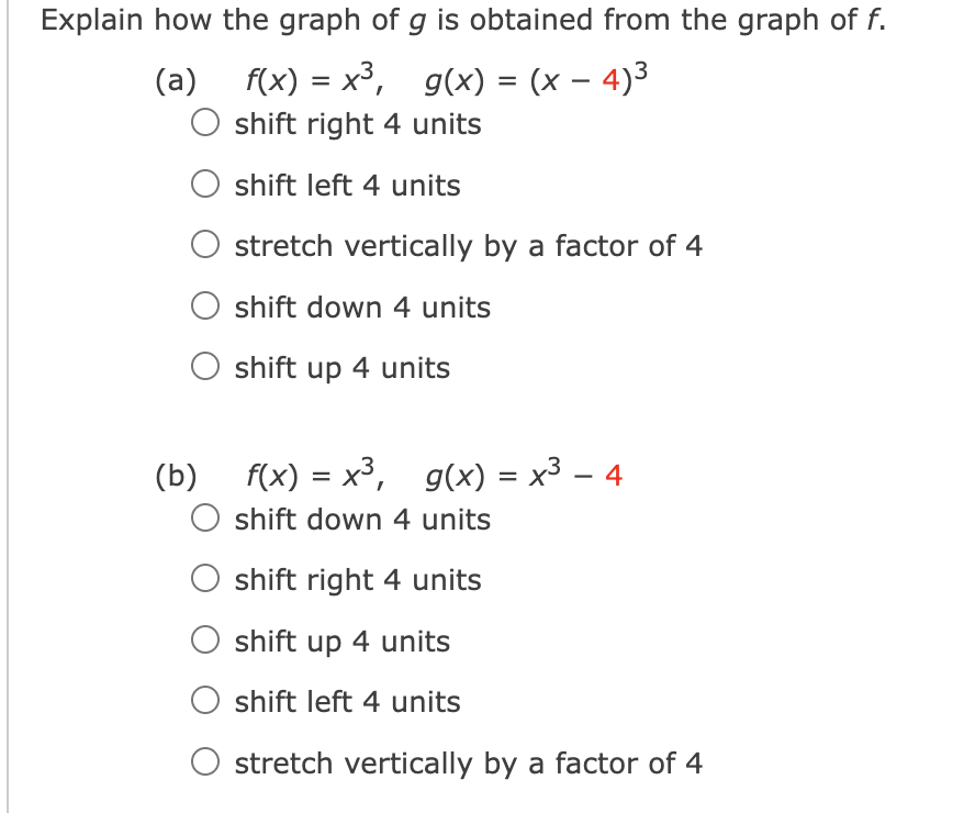 Solved (a) y=f(5x)−3 shrink horizontally by a factor of 51, | Chegg.com