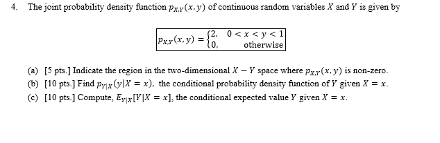 Solved 4. The joint probability density function Pxy(x,y) of | Chegg.com