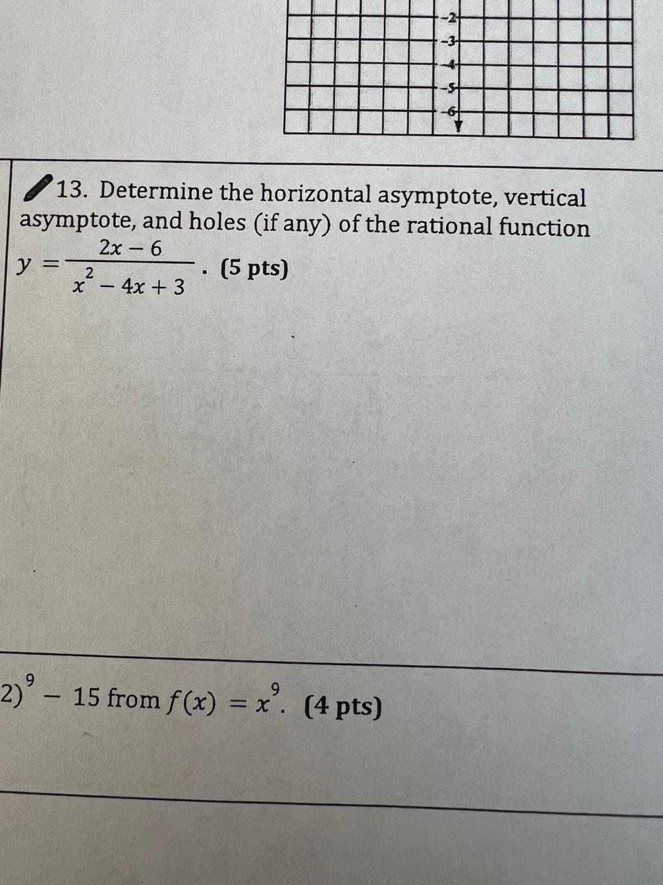 Solved 13. Determine the horizontal asymptote, vertical | Chegg.com