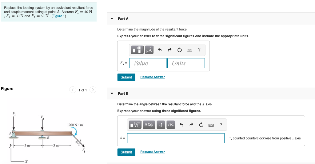 Solved Replace the loading system by an equivalent resultant | Chegg.com