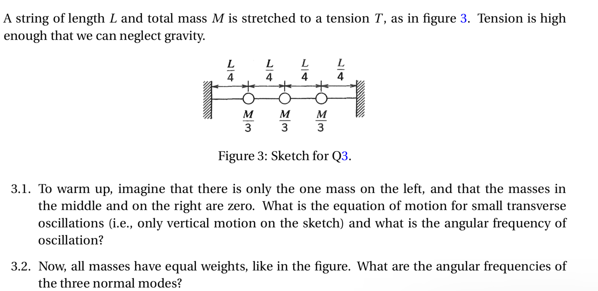 Solved A string of length L ﻿and total mass M ﻿is stretched | Chegg.com