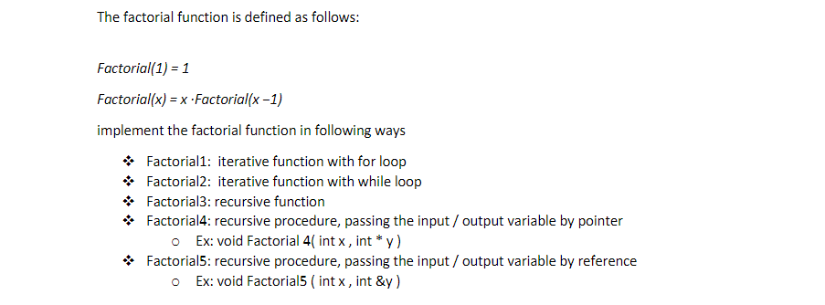 Solved The factorial function is defined as follows: | Chegg.com