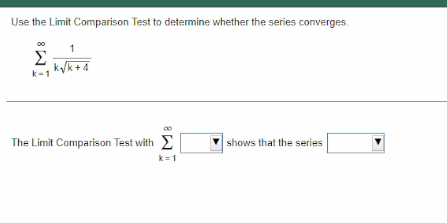 Solved Use the Limit Comparison Test to determine whether | Chegg.com