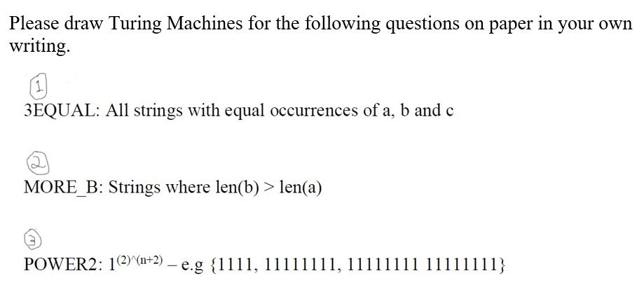 Solved Please draw Turing Machines for the following | Chegg.com
