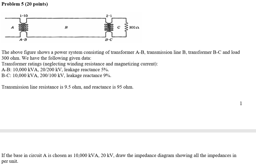 Solved Problem 5 (20 points) 1-10 2-1 А B с 300.. A-B B-C | Chegg.com