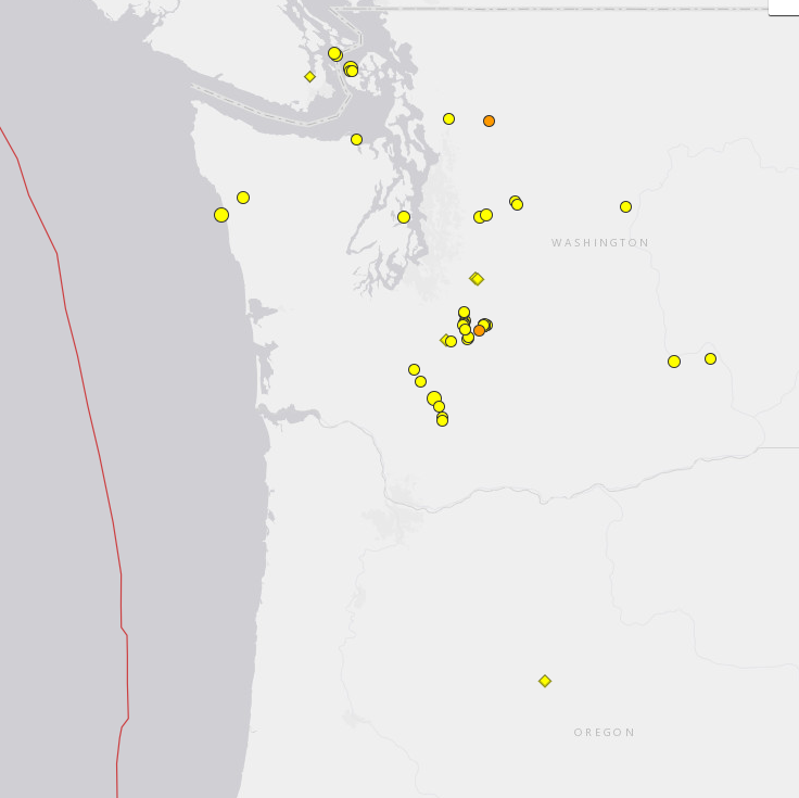 Solved Why are many Oregon and Washington earthquakes | Chegg.com