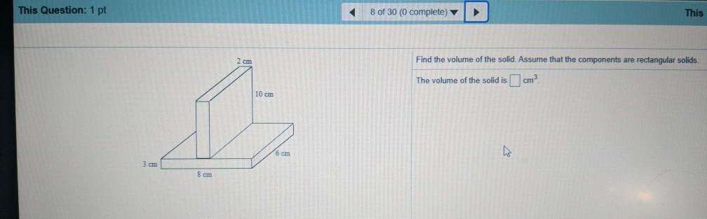 Solved This Question: 1 pt 8 of 30 (0 complete) This Find | Chegg.com