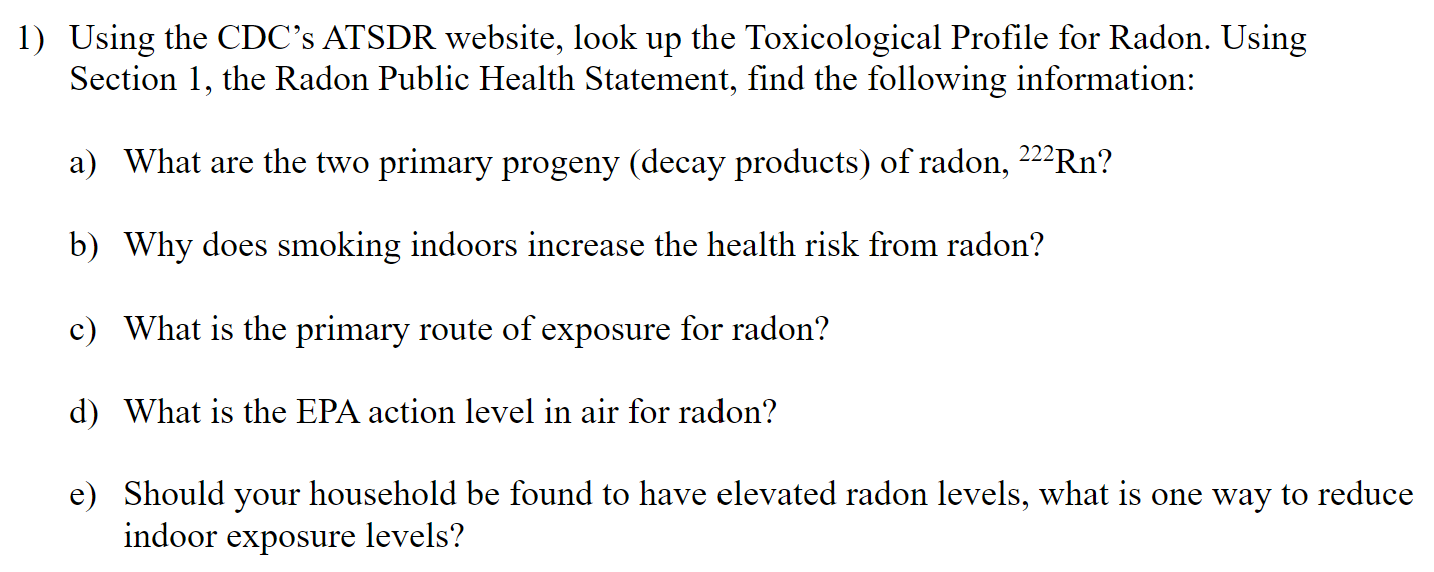 Solved Using the CDC's ATSDR website, look up the | Chegg.com