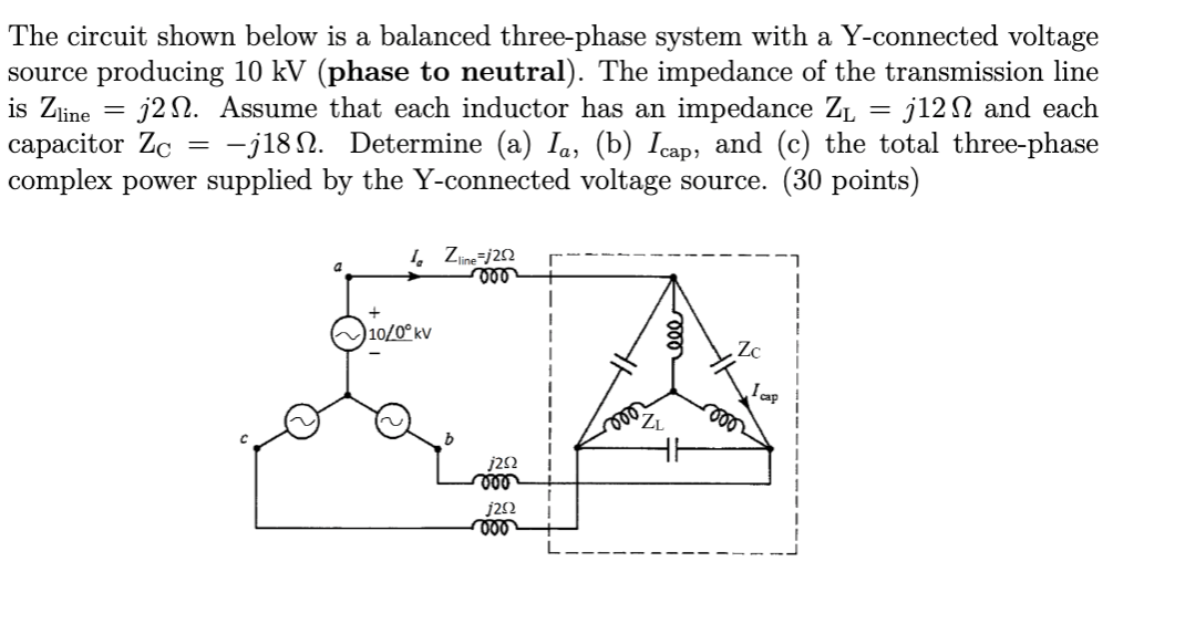 Solved The circuit shown below is a balanced three-phase | Chegg.com