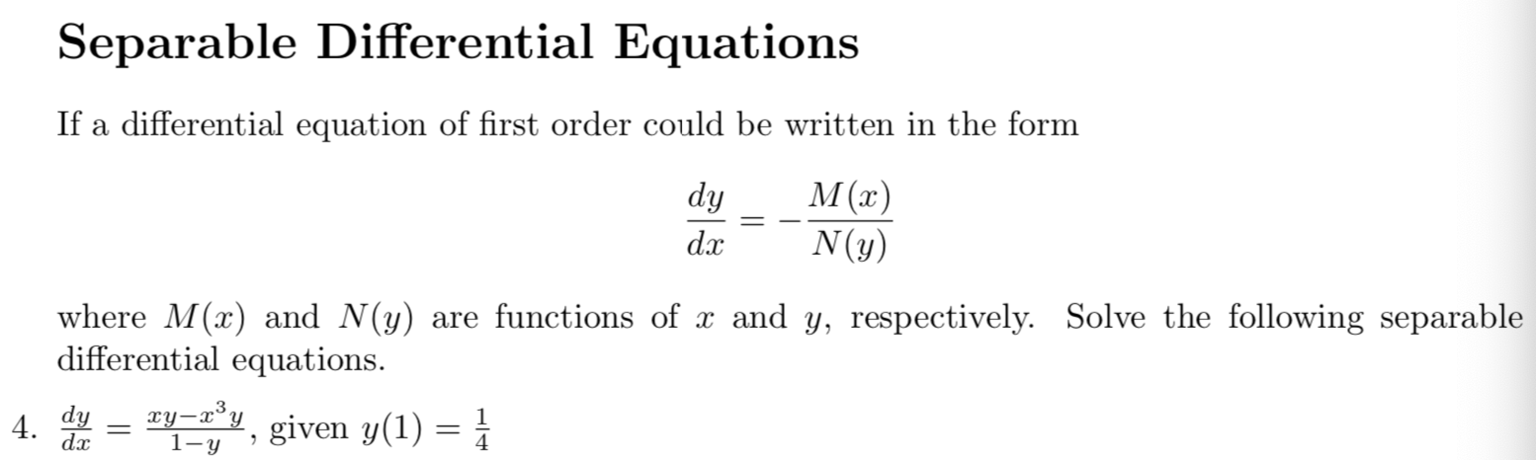 Solved Separable Differential Equations If a differential | Chegg.com