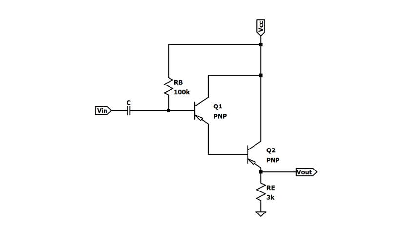 Solved In the circuit below, Vcc = -10V, Beta(b)=100, | Chegg.com