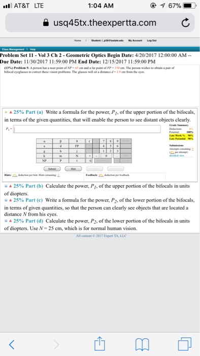 Solved AT&T LTE 1:04 AM 0 usq45tx.theexpertta.comC Problem | Chegg.com