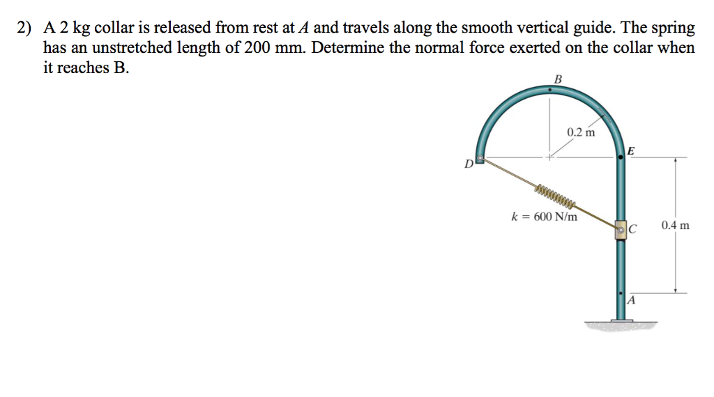 Solved 2) A 2 kg collar is released from rest at A and | Chegg.com