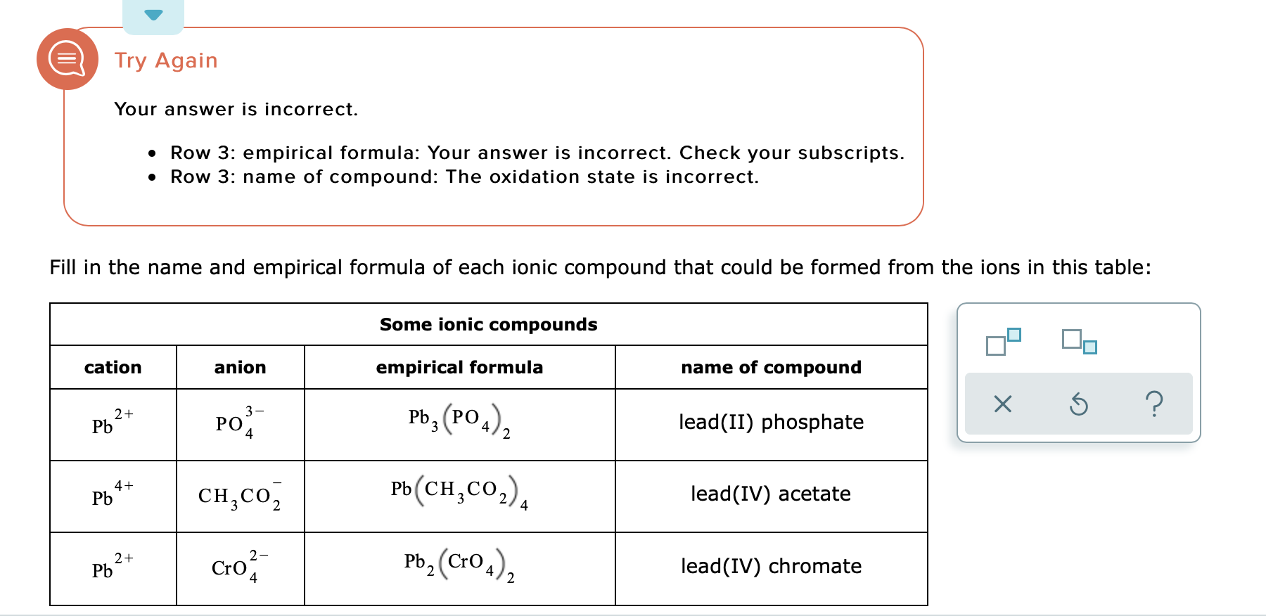 Solved Fill In The Name And Empirical Formula Of Each Ionic Chegg