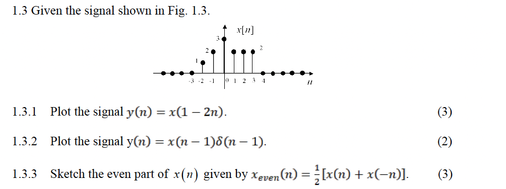 Solved 1 3 Given The Signal Shown In Fig 1 3 1 3 1 Plot Chegg