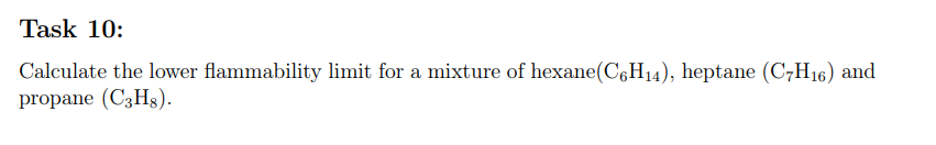 Solved Calculate the lower flammability limit for a mixture | Chegg.com
