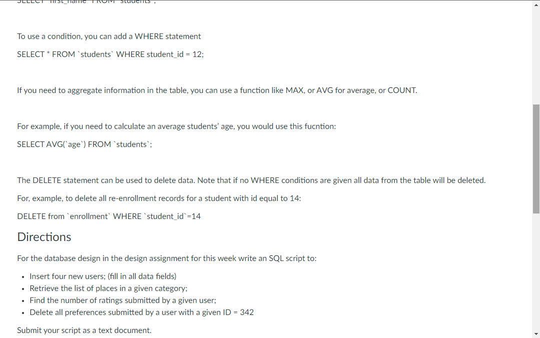 Introduction SQL statements allow us to retrieve, | Chegg.com