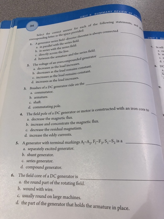 Solved 34 nts A generator series field-diverter rheostat is | Chegg.com