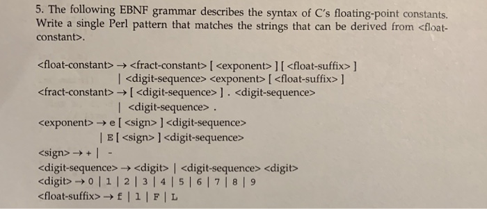 5. The following EBNF grammar describes the syntax of | Chegg.com