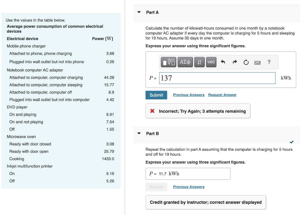 Solved Calculate the number of kilowatt-hours consumed in | Chegg.com