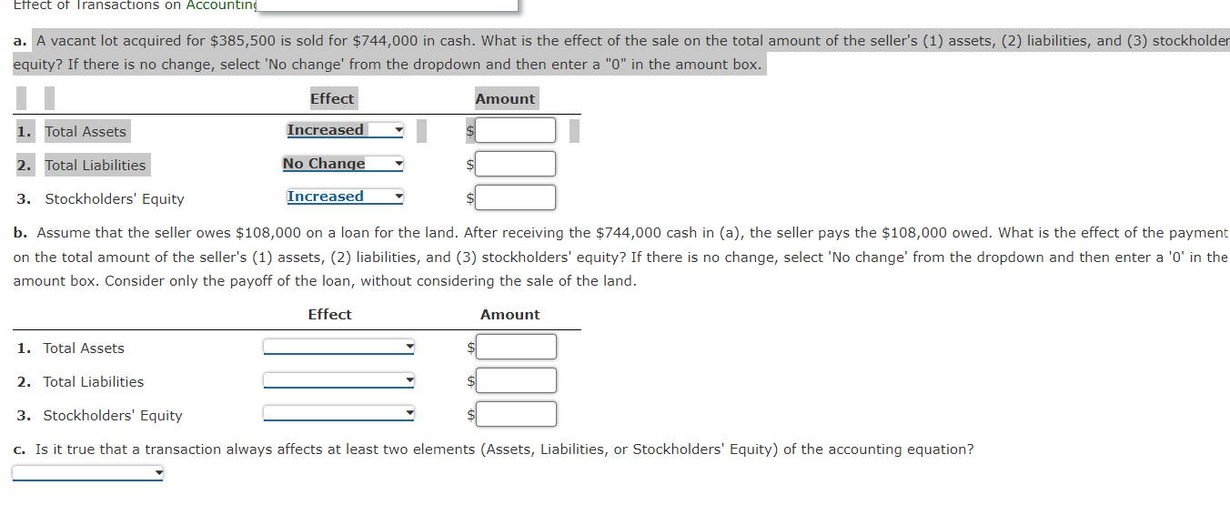 Solved a. A vacant lot acquired for $385,500 is sold for | Chegg.com