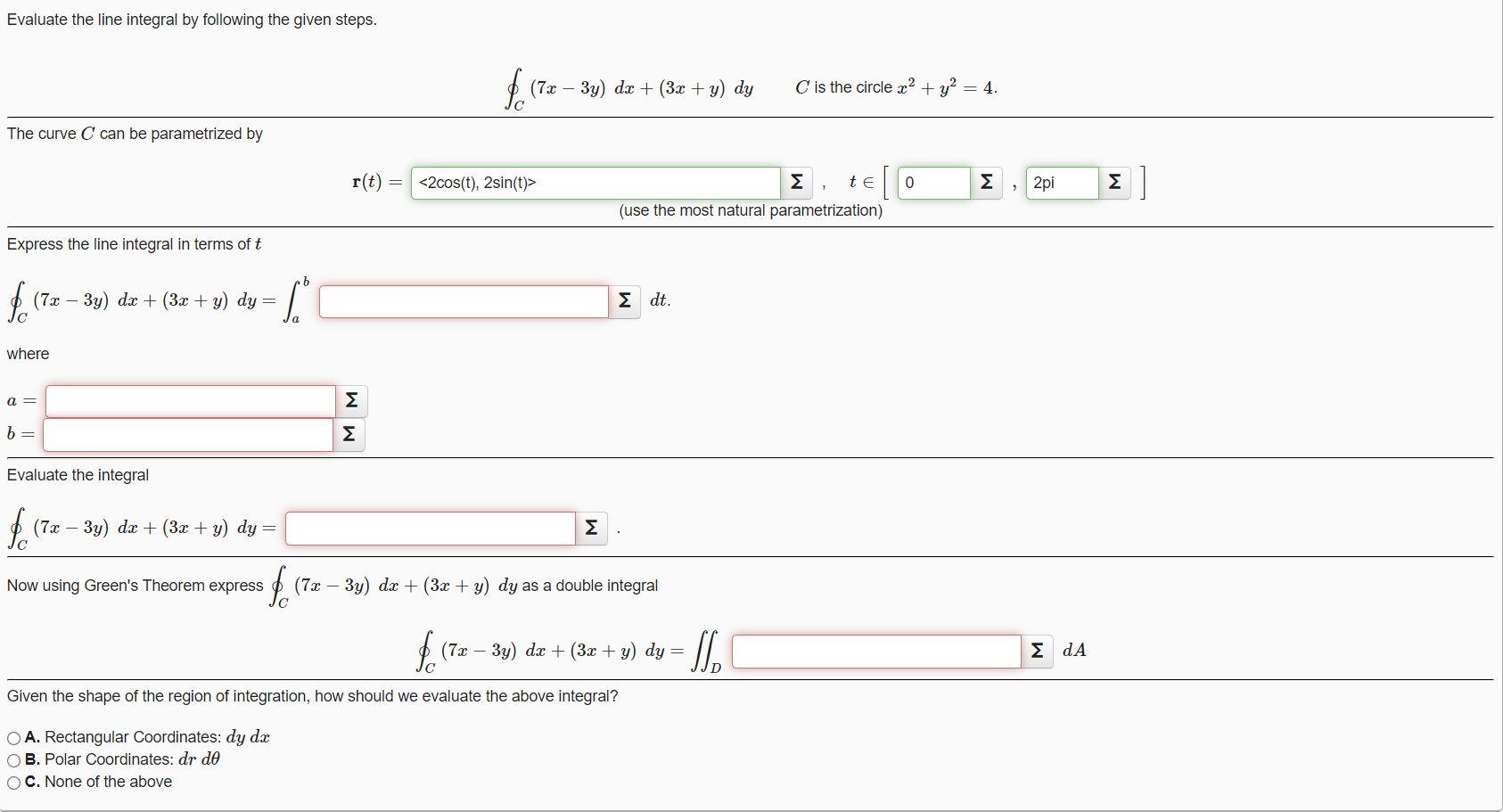 Solved Evaluate the line integral by following the given | Chegg.com