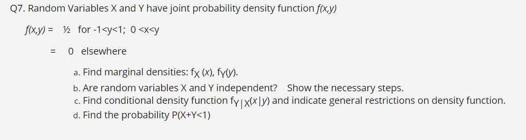 Solved Q7. Random Variables X and Y have joint probability | Chegg.com