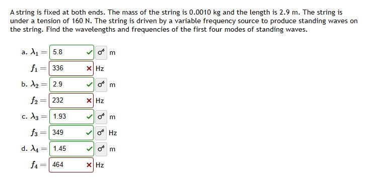 Solved A string is fixed at both ends. The mass of the | Chegg.com