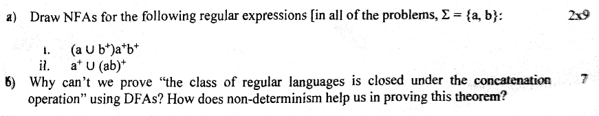 Solved a) Draw NFAs for the following regular expressions | Chegg.com