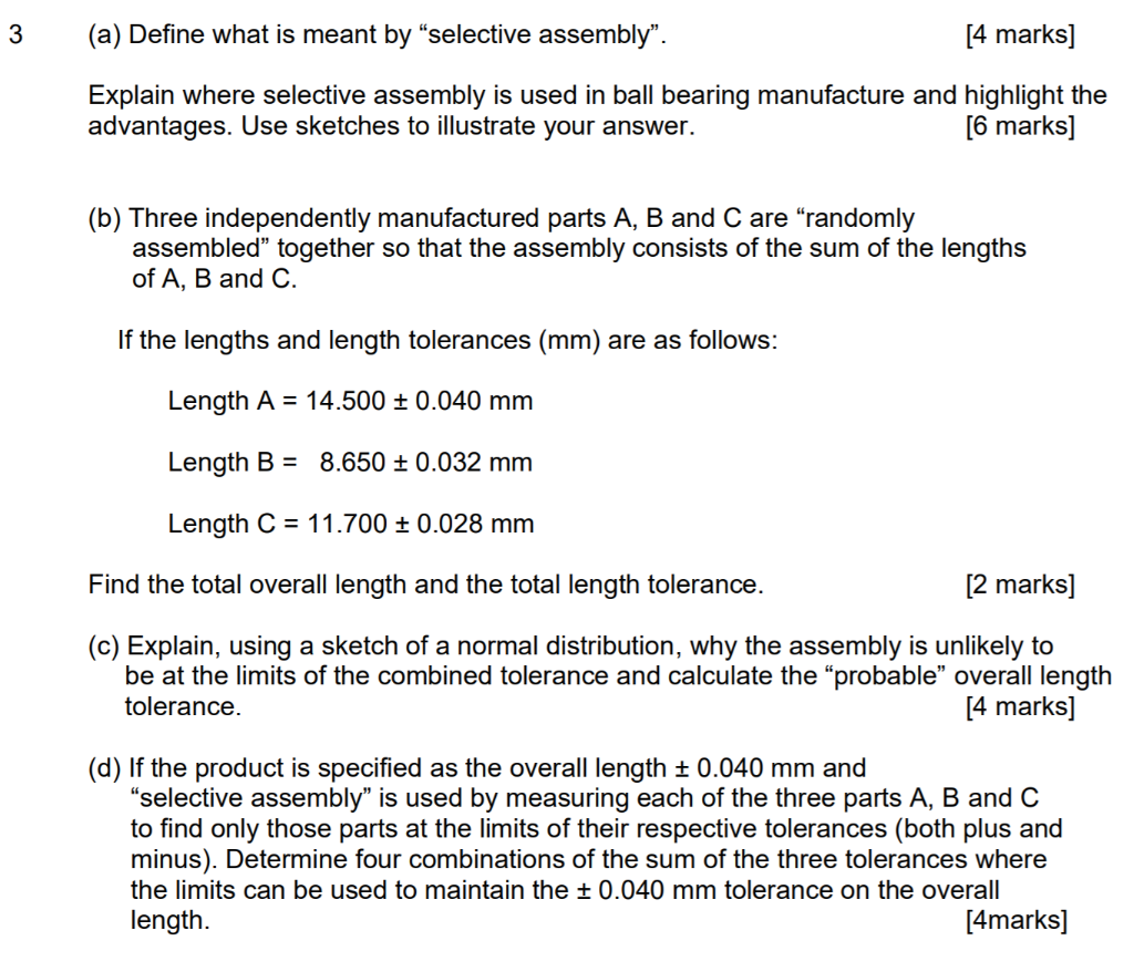 Solved 3 (a) Define what is meant by “selective assembly". | Chegg.com