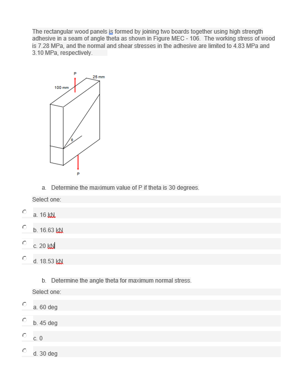 Solved The rectangular wood panels is formed by joining two | Chegg.com