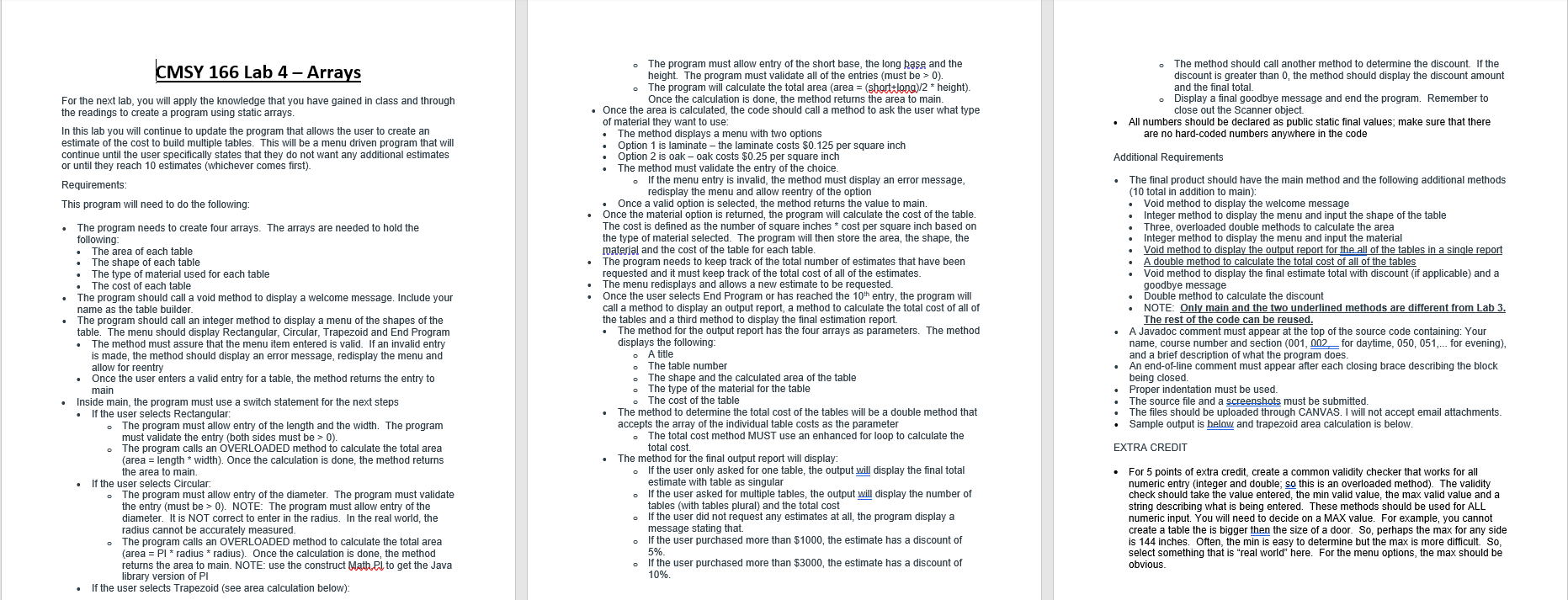 CMSY 166 Lab 4 - Arrays For the next lab, you will | Chegg.com