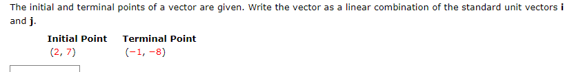 Solved The initial and terminal points of a vector are | Chegg.com