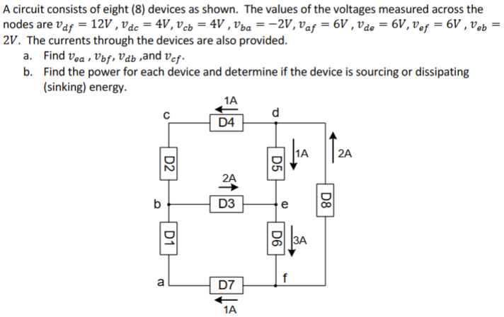 Solved A circuit consists of eight (8) ﻿devices as shown. | Chegg.com
