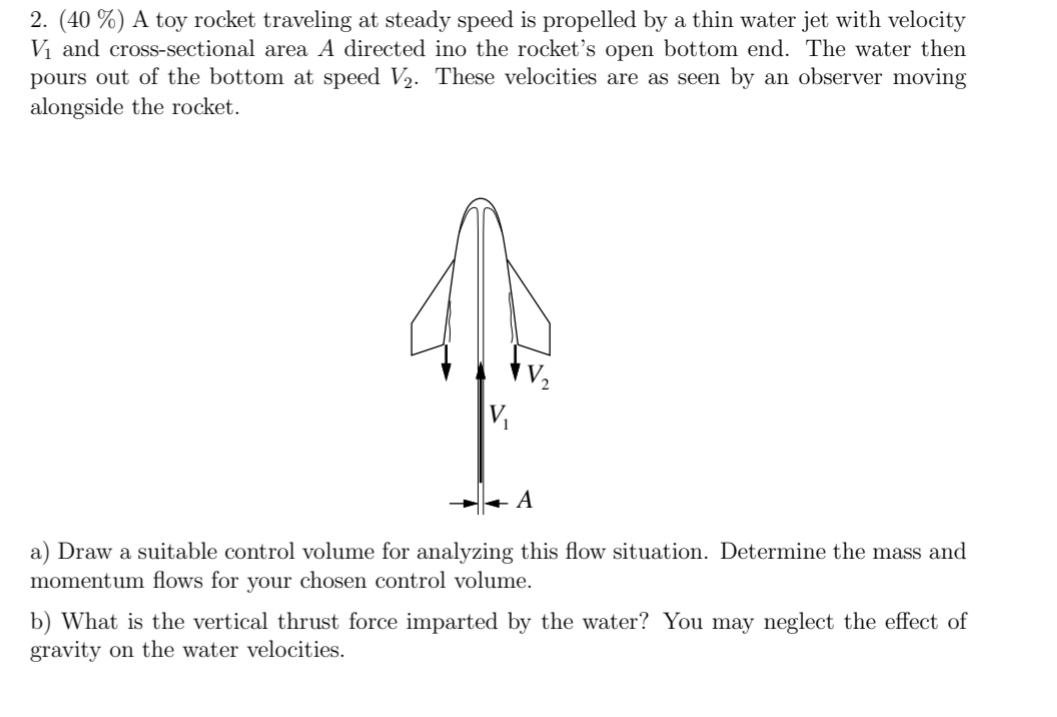 Solved 2. (40 %) A toy rocket traveling at steady speed is | Chegg.com