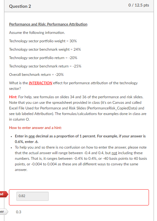 Solved Performance and Risk: Performance Attribution Assume | Chegg.com