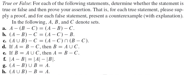 Solved True or False: For each of the following statements, | Chegg.com