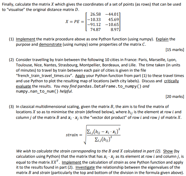 Task 2. Multidimensional Scaling In classical | Chegg.com