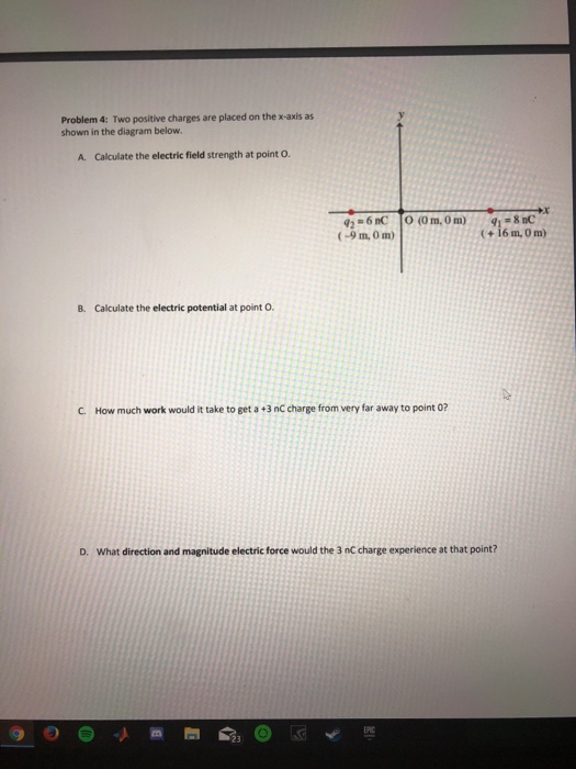 Solved Problem 4: Two positive charges are placed on the | Chegg.com