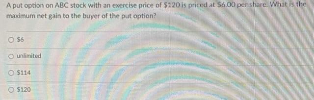 Solved A put option on ABC stock with an exercise price of | Chegg.com