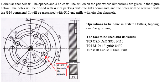 Solved 4 circular channels will be opened and 4 holes will | Chegg.com