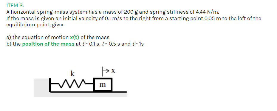 Solved ITEM 2: A horizontal spring-mass system has a mass of | Chegg.com