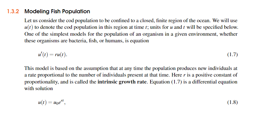Solved 2 Modeling Fish Population Let us consider the cod | Chegg.com
