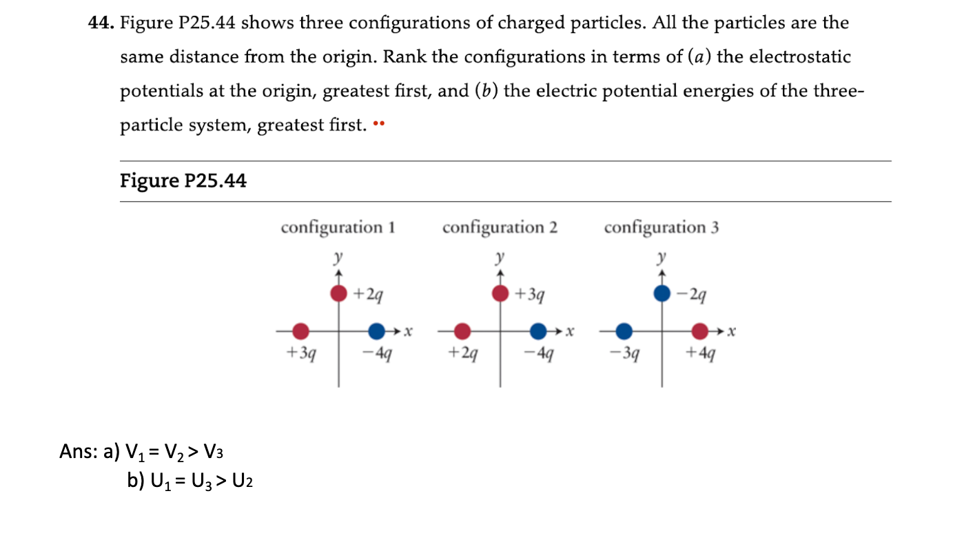 Solved 44. Figure P25.44 shows three configurations of | Chegg.com