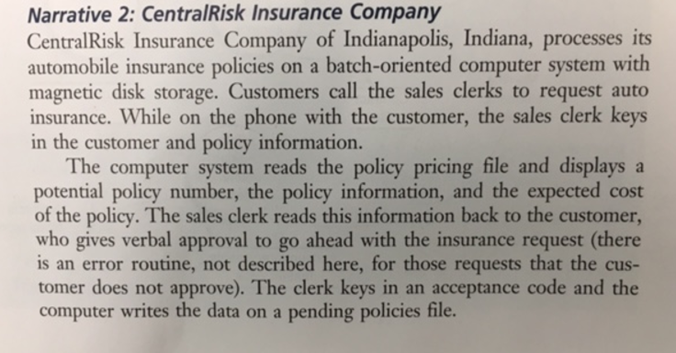 Narrative 2: CentralRisk Insurance Company | Chegg.com
