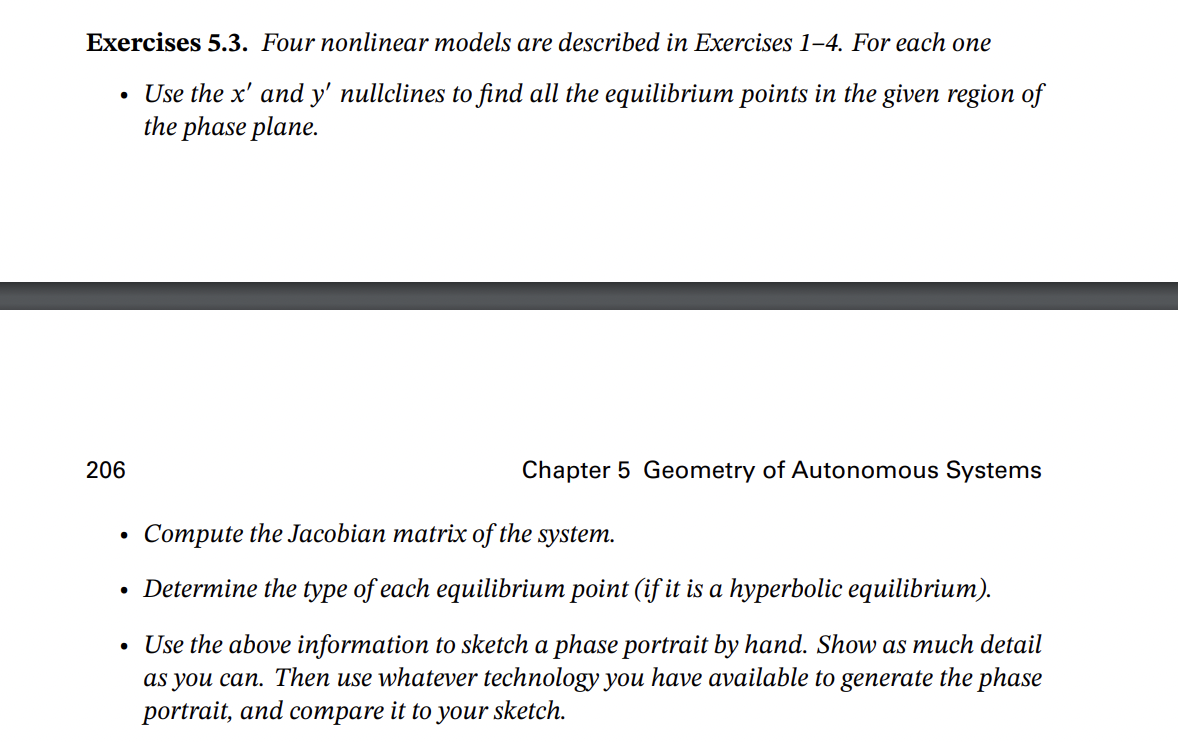 Exercises 5.3. Four nonlinear models are described in | Chegg.com