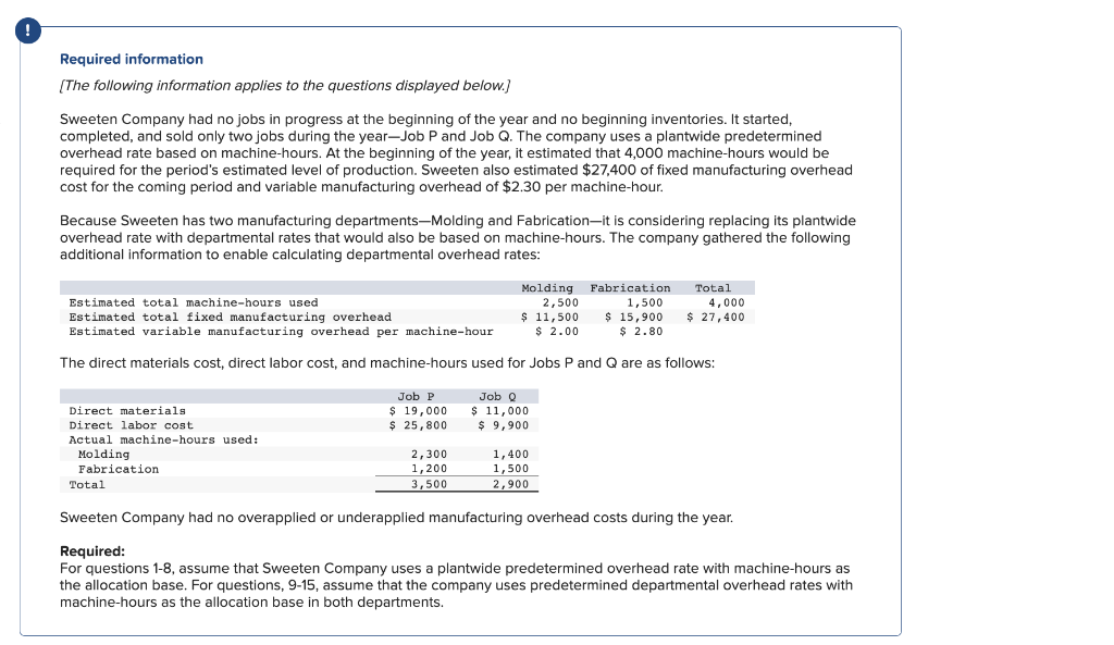 Solved 1. What is the company’s plantwide predetermined | Chegg.com