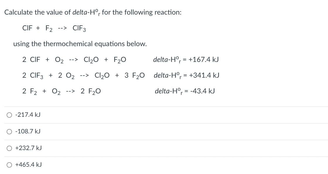Solved Calculate the value of delta- H0r for the following | Chegg.com