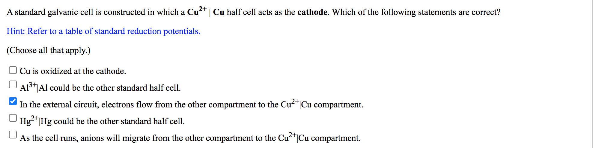 Solved A standard galvanic cell is constructed in which a | Chegg.com