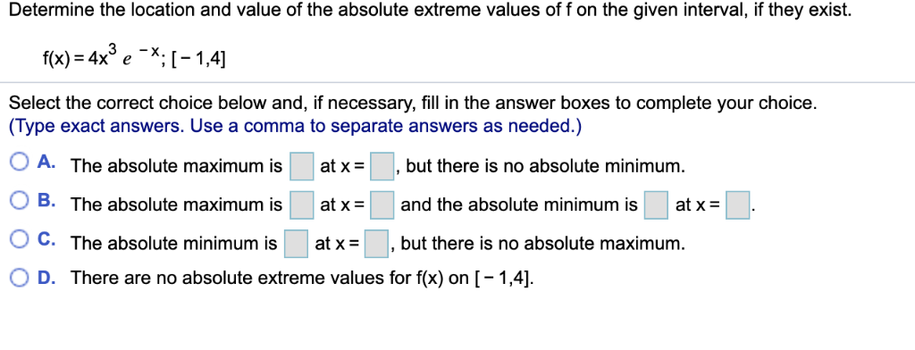 Solved Determine the location and value of the absolute | Chegg.com